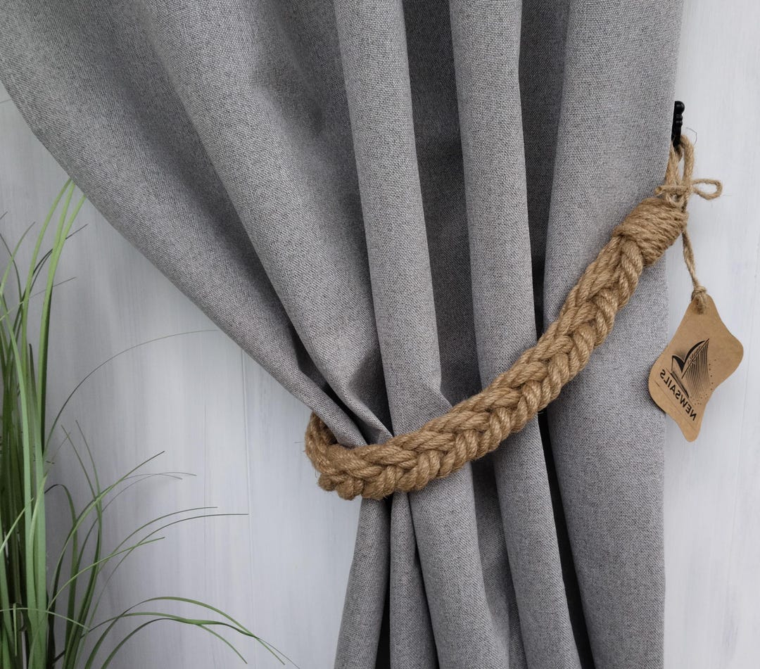 Curtain Tieback..a Braid Made of Four Jute Ropes..curtain Holdback - Etsy