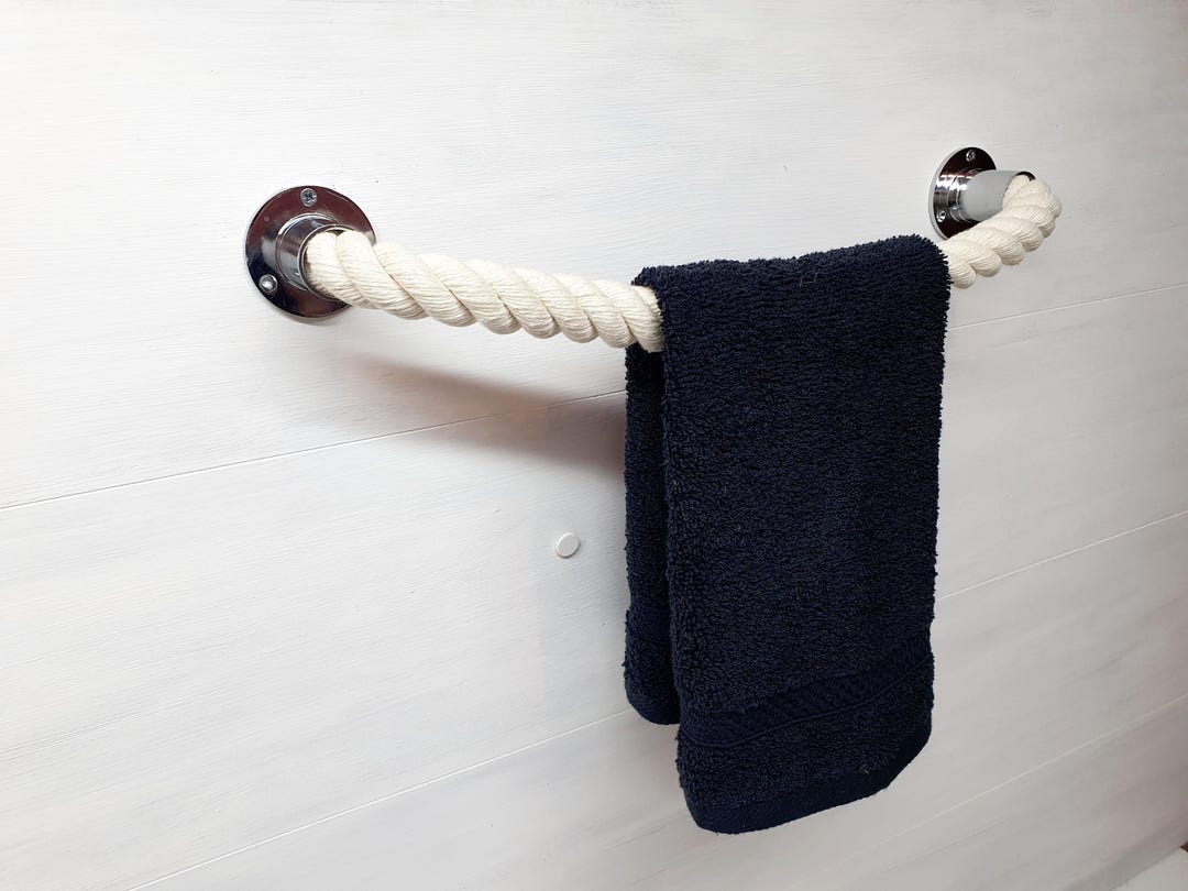 Towel Holder..white Cotton Rope..nautical Style.. Bathroom Decor..towel ...