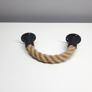 Rope Drawer Pull ..jute Rope Handle With Black Metal Hardware.. Modern ...