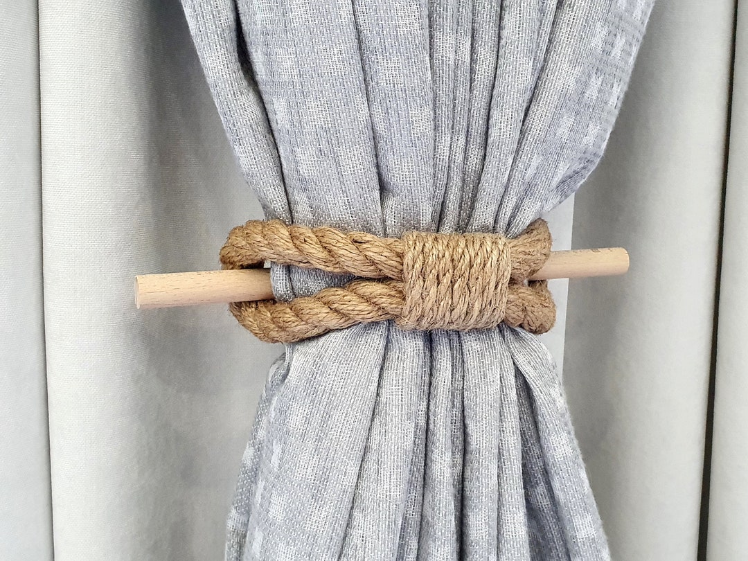 Jute Rope Curtain Tieback Shabby Chic Ties Nautical Decor Natural Jute ...