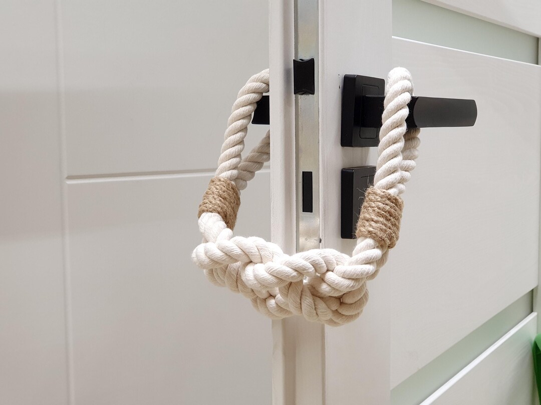 Rustic Stopper..boho Style..white Cotton Rope Door Stopper With Jute ...
