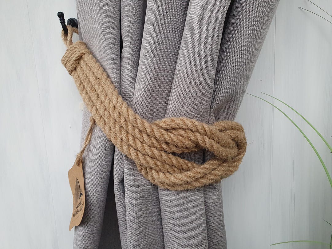 Curtain Tieback - Square Knot – Handmade Rustic Decor - Jute Rope ...