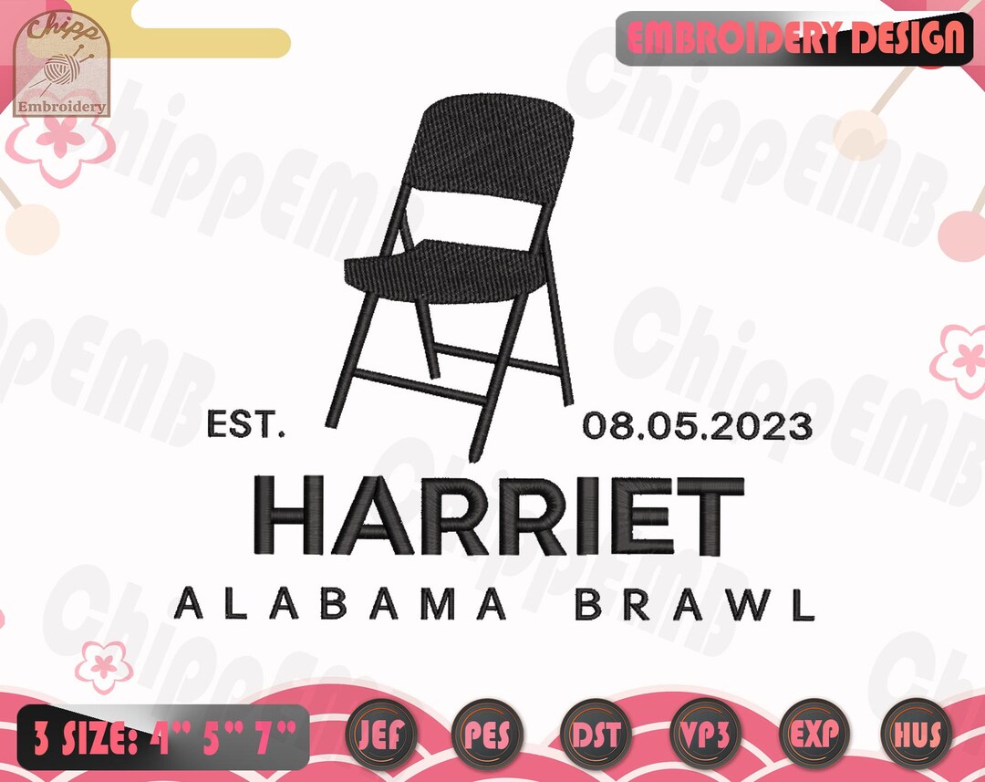 Alabama Brawl Embroidery Design White Folding Chair - Etsy