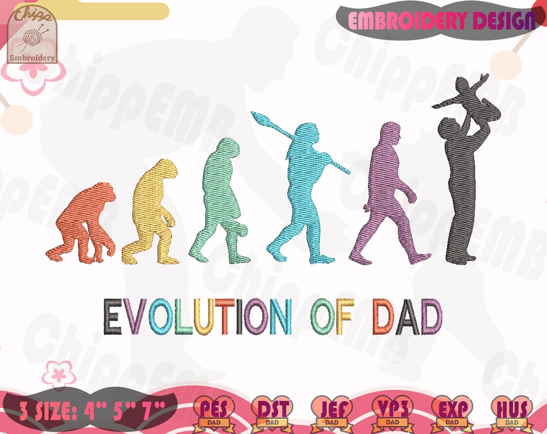 Evolution Of Dad Embroidery Design Dad Evolution Embroidery Etsy