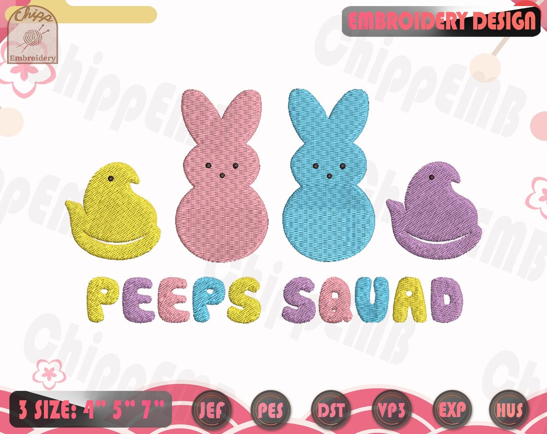 Easter Peeps Squad Embroidery Design Cute Peeps Embroidery - Etsy