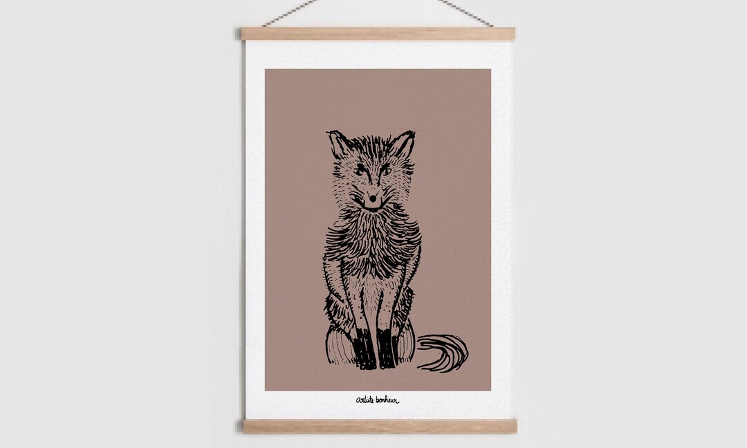 Sepia Wolf Poster to Personalise Forest Themed Bedroom Boho - Etsy