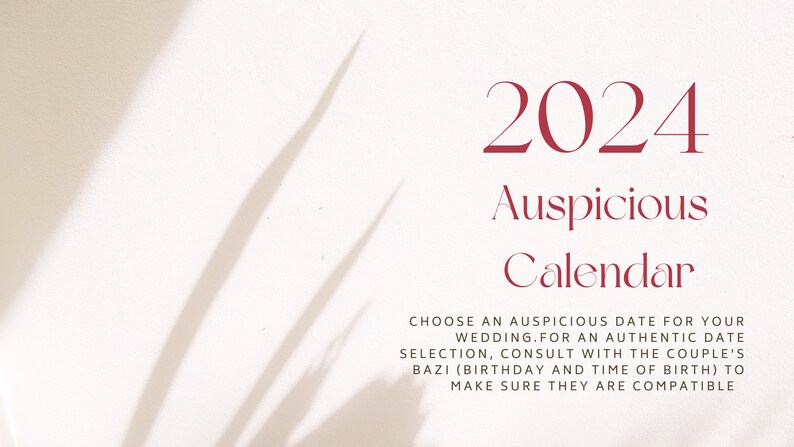 2024 Auspicious Wedding Date Calendar - Etsy