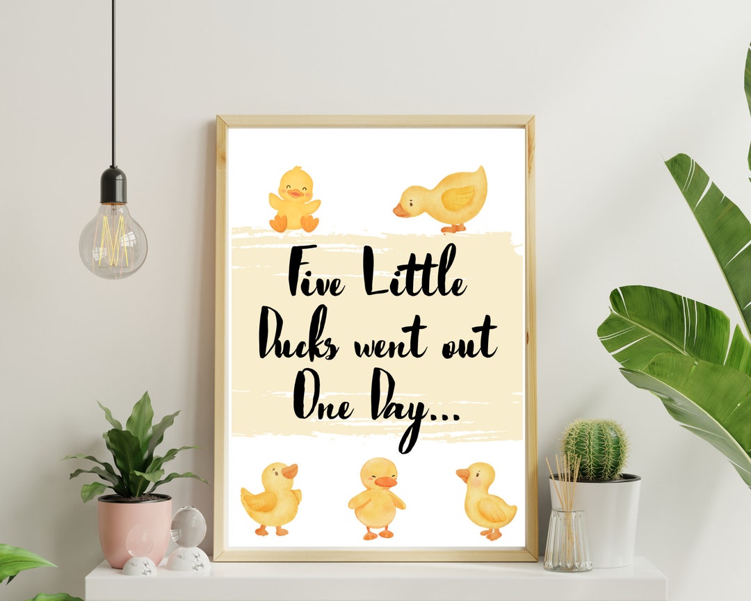 5 Little Ducks Yellow Nursery Rhyme Kids Song Cute Animal Nursery ...