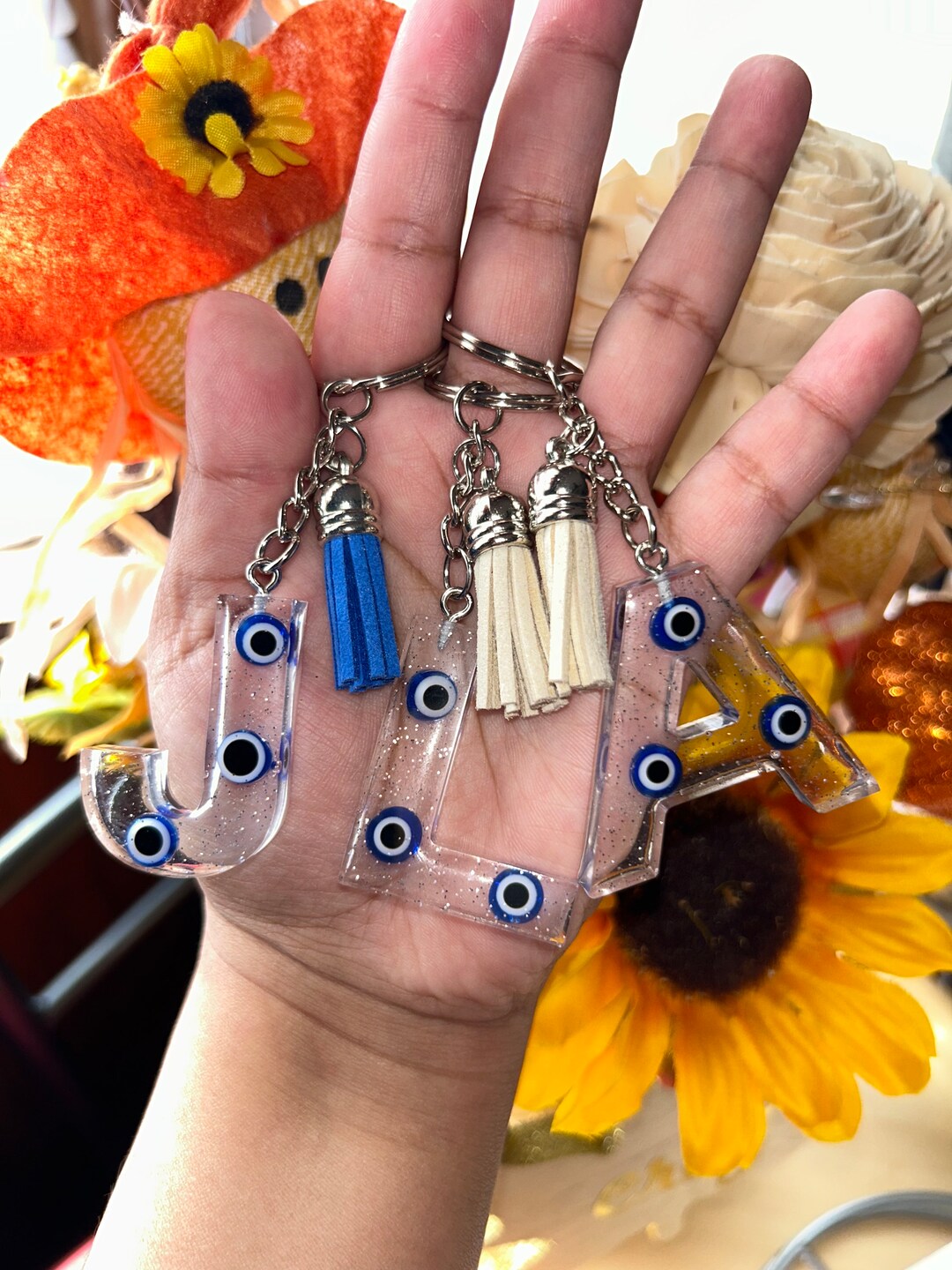 Ojo/evil Eye Letter Keychain - Etsy