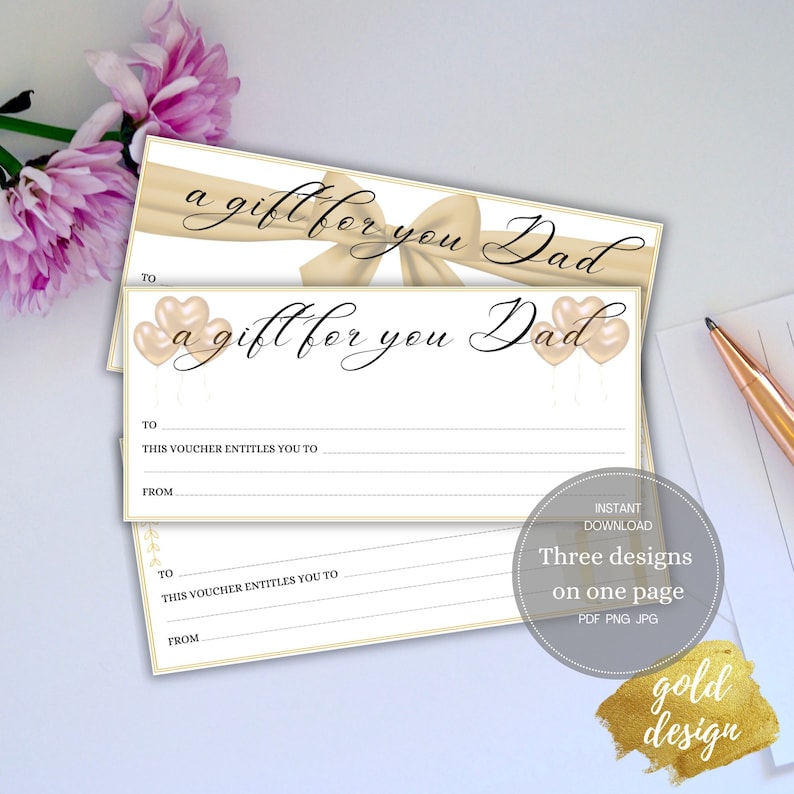 Custom Dad Gift Certificates, Fathers Day Gift for You Dad, Gift for ...