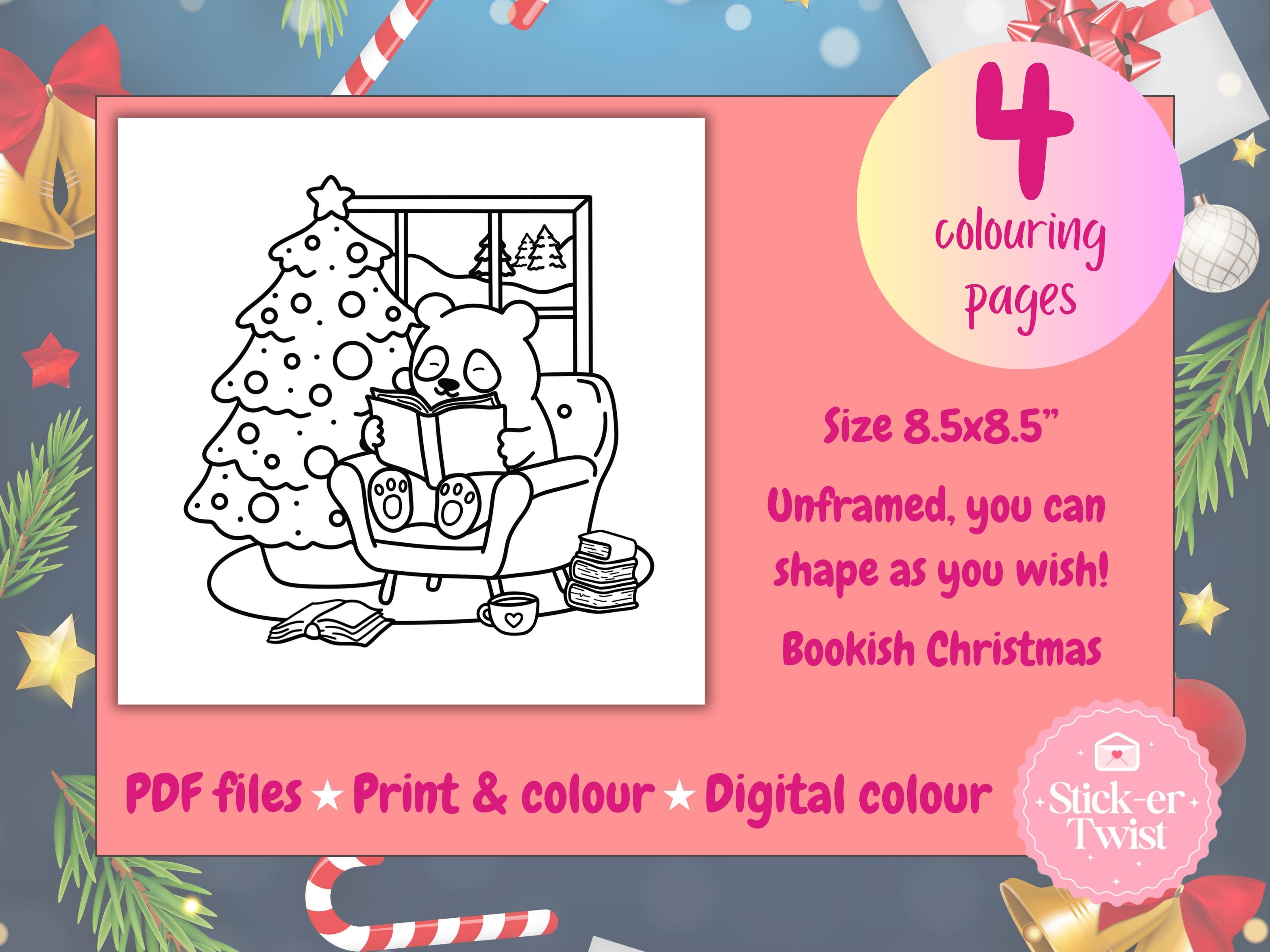 Christmas Kawaii Cozy Coloring Pages for Adults - 4 Pages Simple ...