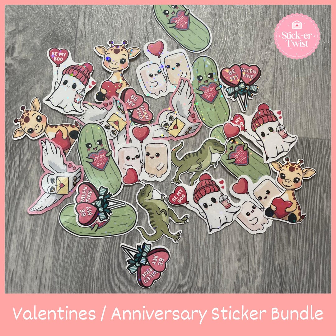 Cute Valentines Love Sticker Bundle, Anniversary Stickers, Love Sticker ...