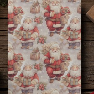 Vintage Santa Gift Wrap Paper Retro Santa Holiday Gift Wrap Christmas ...