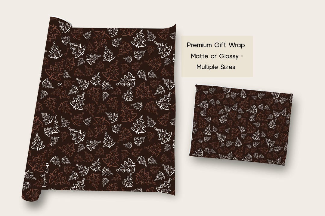 Mocha Christmas Wrapping Paper: Modern Neutral Tree Gift Wrap - Etsy