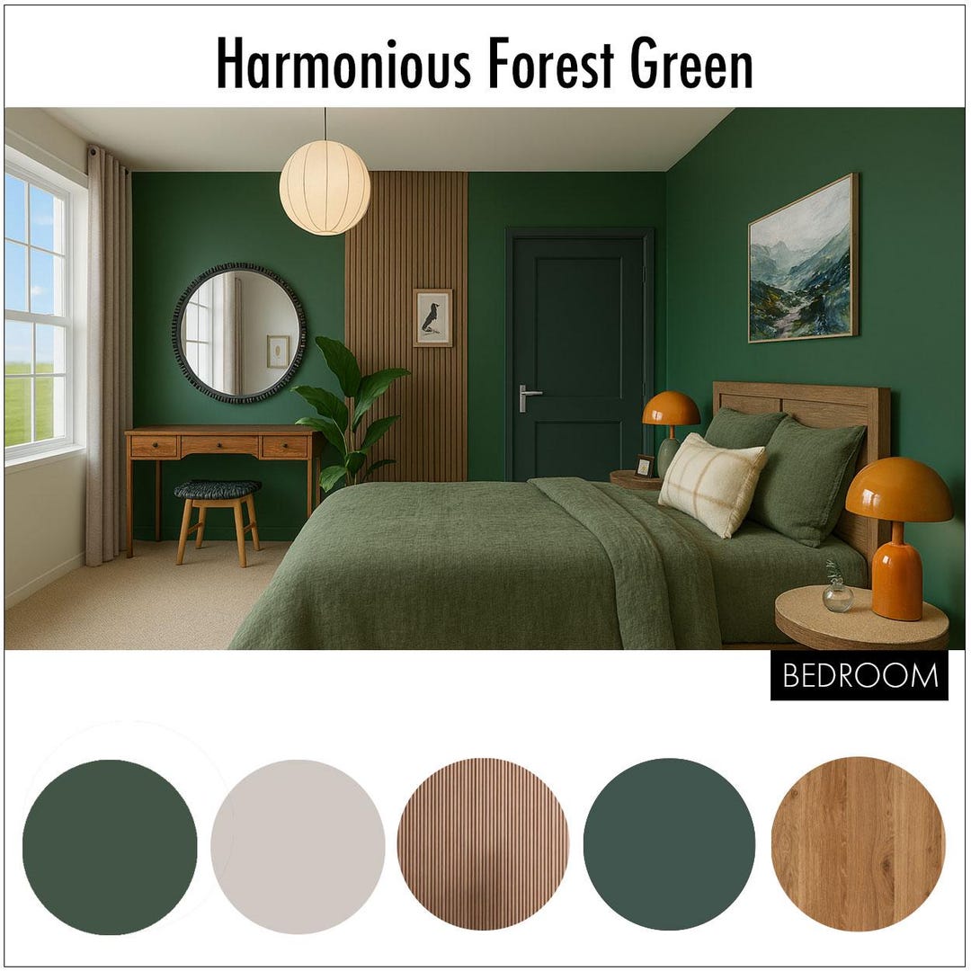 Ready Made Room Design : Harmonious Forest Green - Etsy