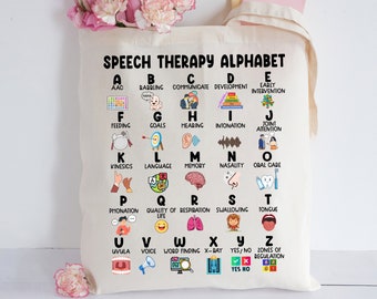 Speech Therapy Alphabet Tote, ABC of Speech Therapist, SLP SLPA Bag ...