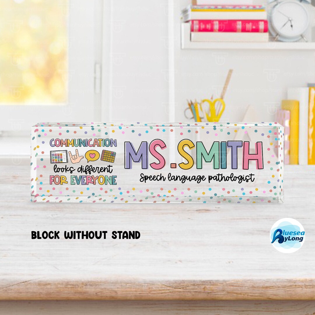 Speech Therapy Gift SLP Desk Name Plate Speech Pathologist Room Decor ...