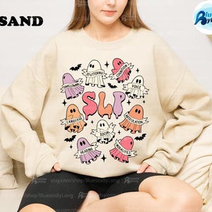 Slp Halloween Shirt Ghost Speech Therapist Trick or Speech Therapist ...