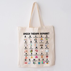 Speech Therapy Alphabet Tote, ABC of Speech Therapist, SLP SLPA Bag ...
