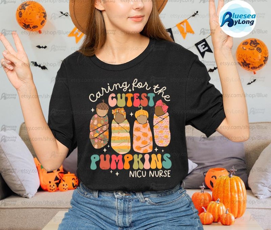 NICU Nurse Fall Shirt Neonatal Nurse Autumn Halloween Nicu Team Nurse ...