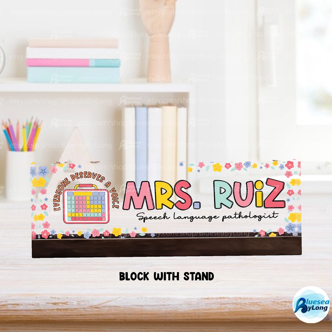 SLP Teacher Desk Name Plate Speech Therapist Name Sign Room Decor ...