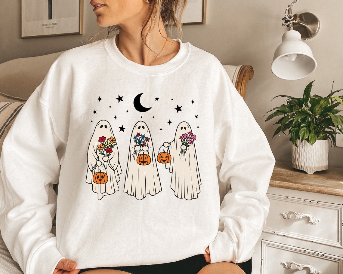Floral Ghost Sweatshirt Floral Ghost Shirt Halloween Ghost - Etsy