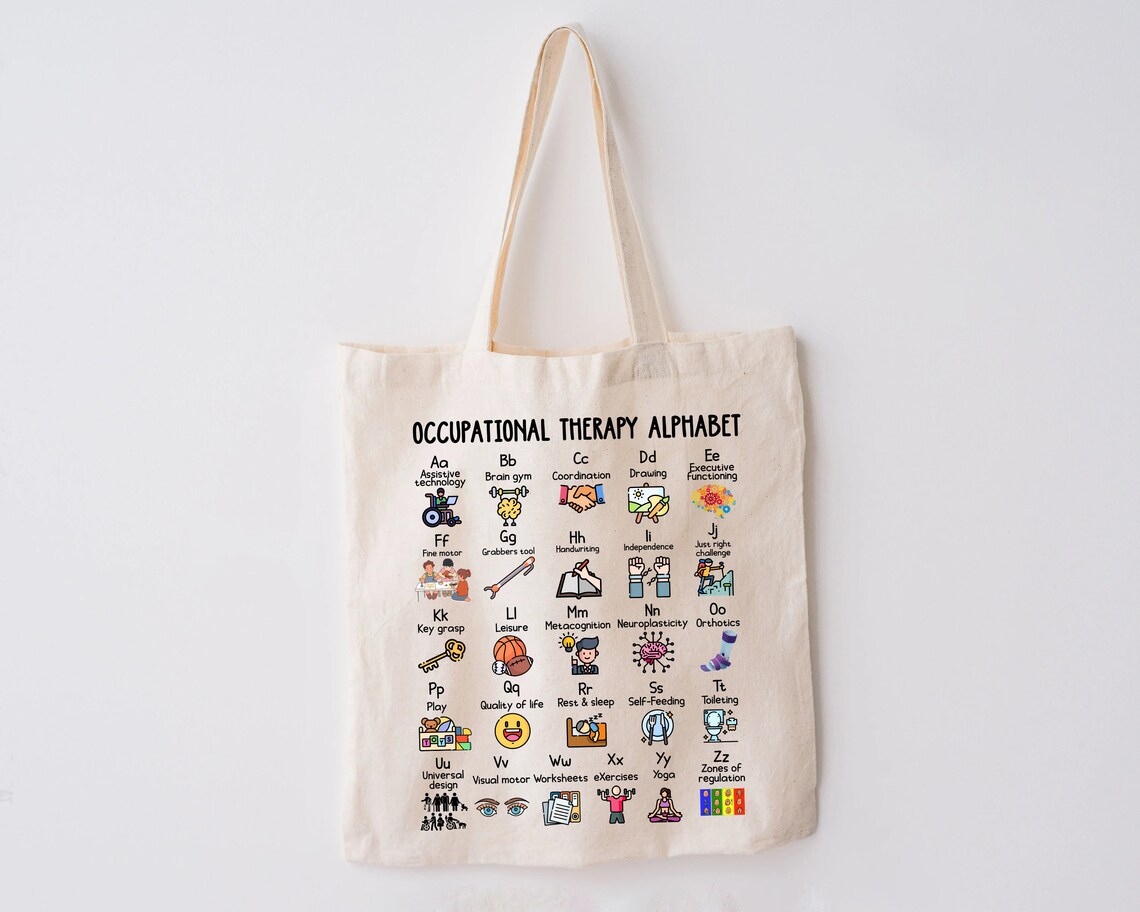 Occupational Therapy Alphabet Bag, ABC of Occupational Therapist Tote ...
