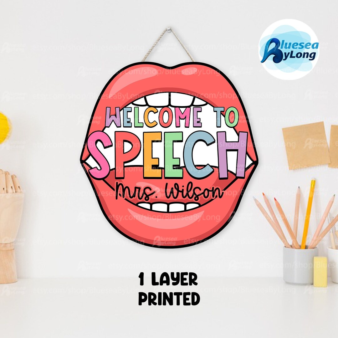 Slp Door Sign Speech Therapy Room Sign Speech Therapist Wooden Sign ...