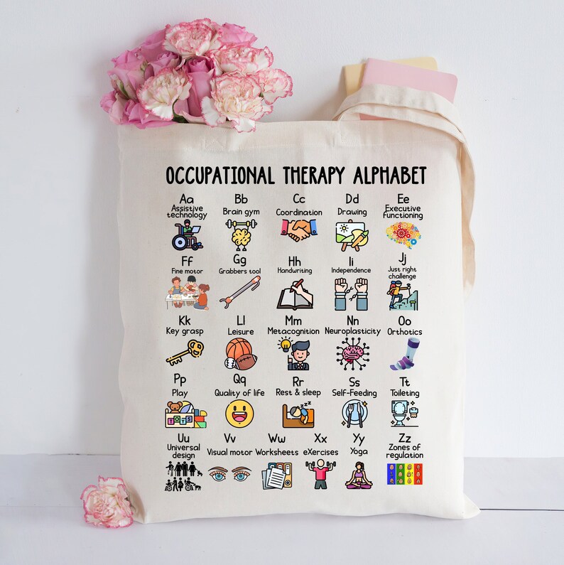 Occupational Therapy Alphabet Bag, ABC of Occupational Therapist Tote ...