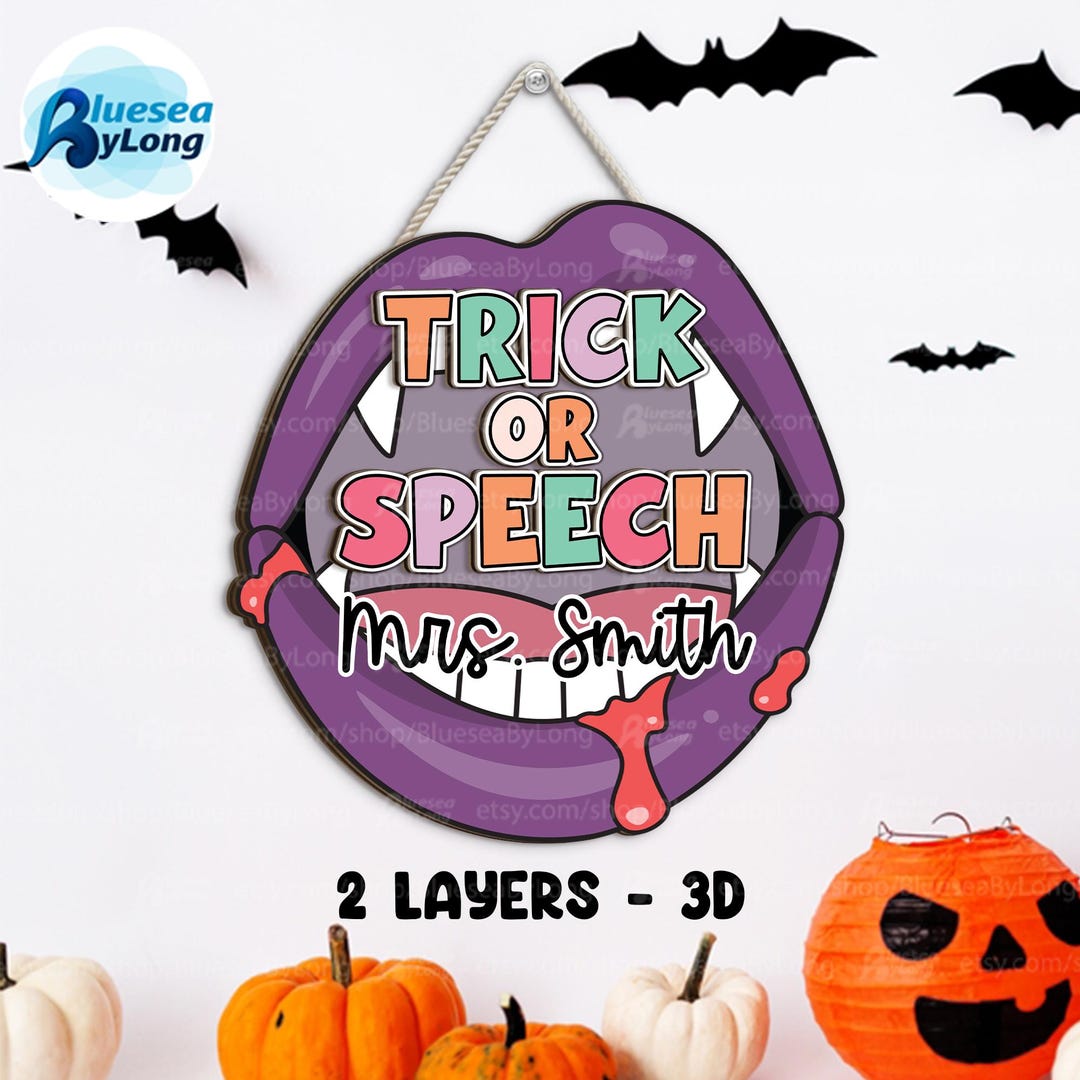 Halloween Slp Door Sign Speech Therapy Room Decor Speech Room Wooden ...