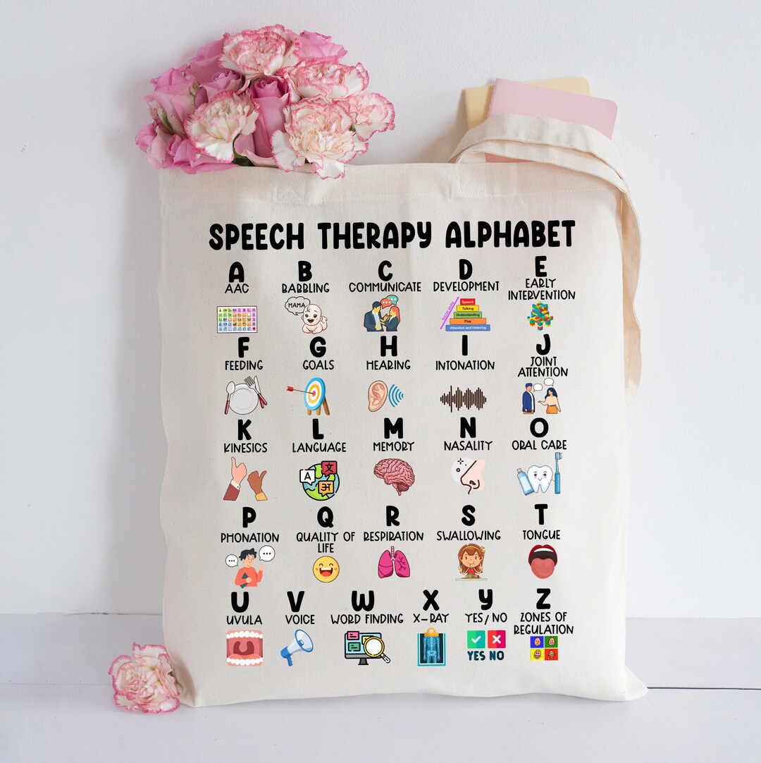 Speech Therapy Alphabet Tote, ABC of Speech Therapist, SLP SLPA Bag ...