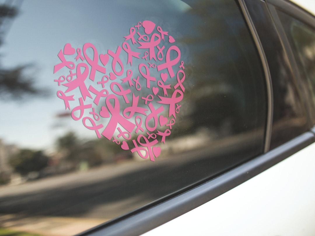 Pink Ribbon Heart Car Decal | Awareness Ribbon | Cancer Warrior ...