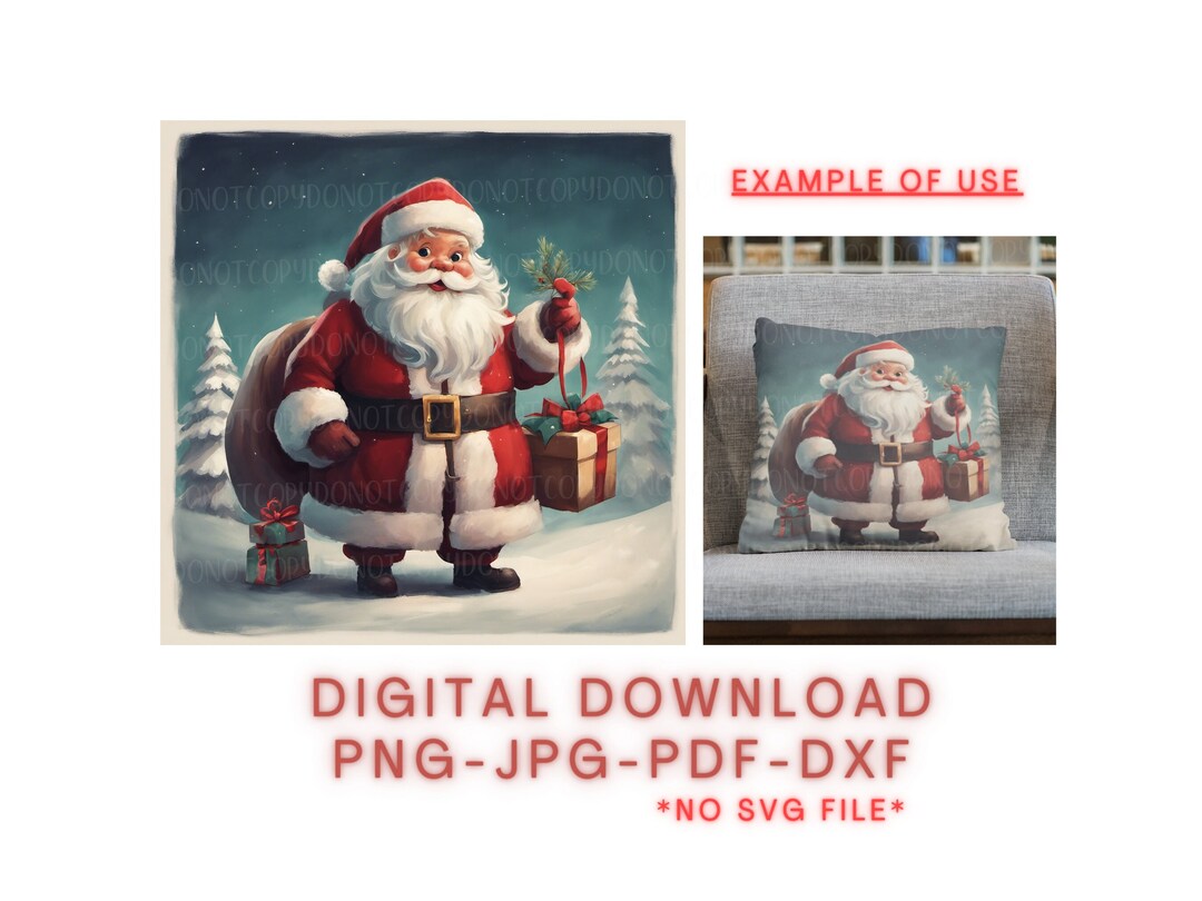 Retro Santa With Gift PNG, JPG Digital File/christmas Png/digital ...