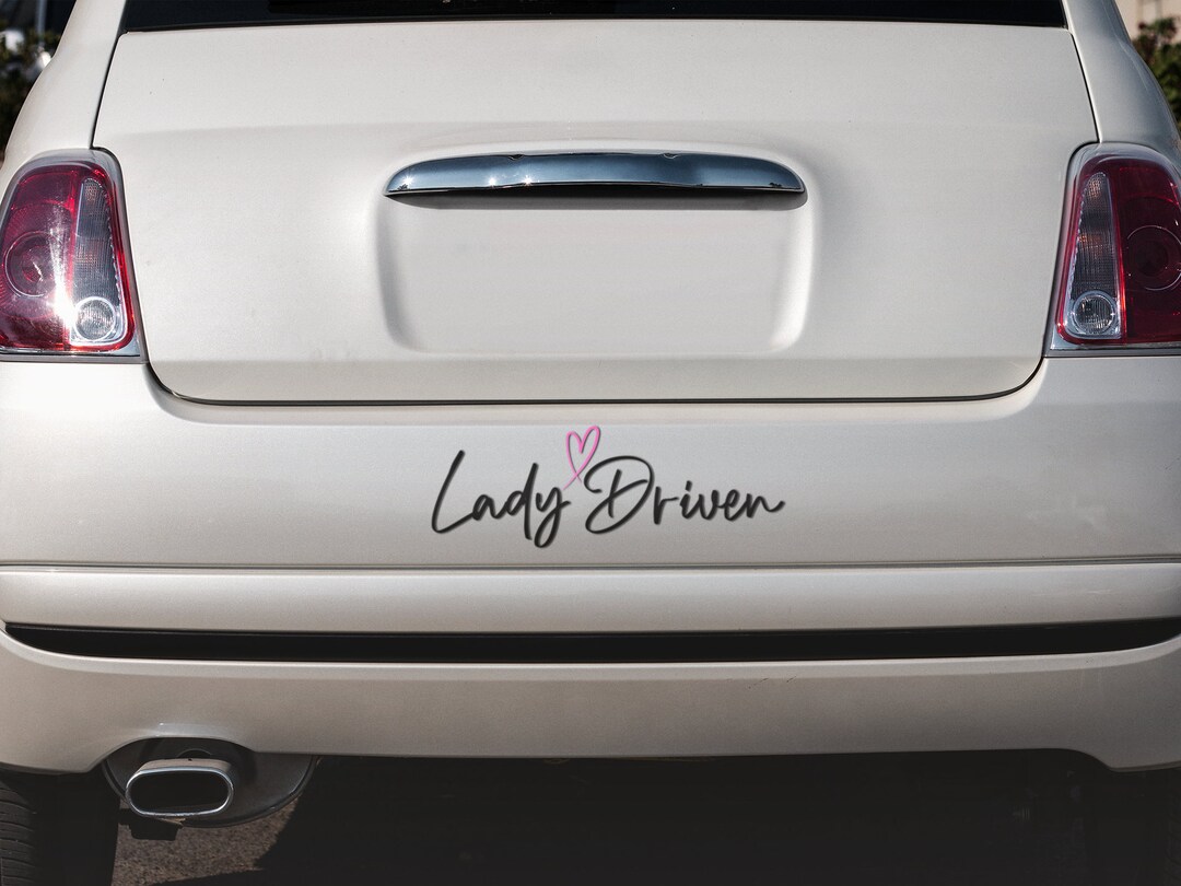 Lady Driven Car Decal: Black Wording With Pink Heart - READY TO SHIP - Etsy