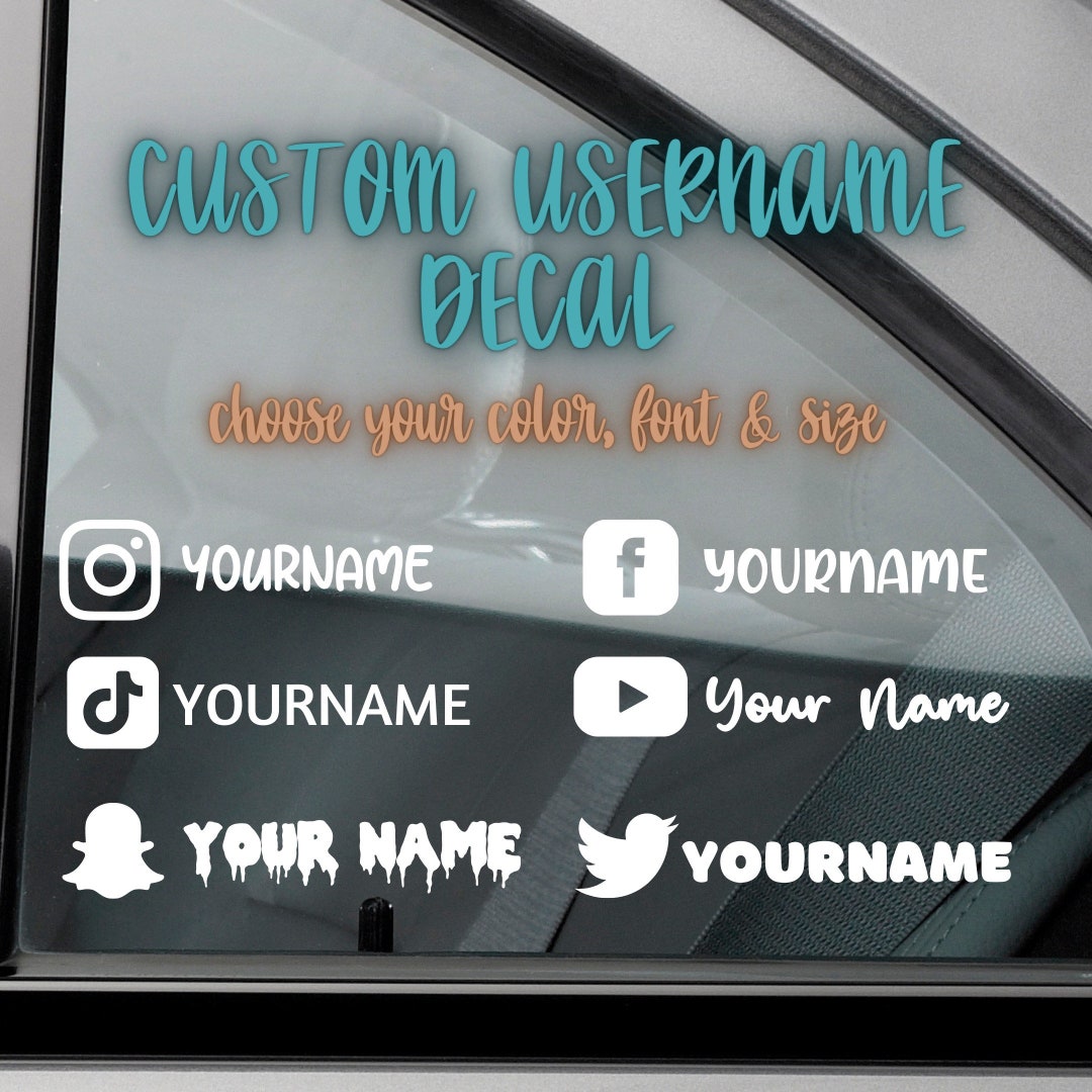 Custom Social Media Username Decal Instagram, Facebook, Tiktok Sticker ...