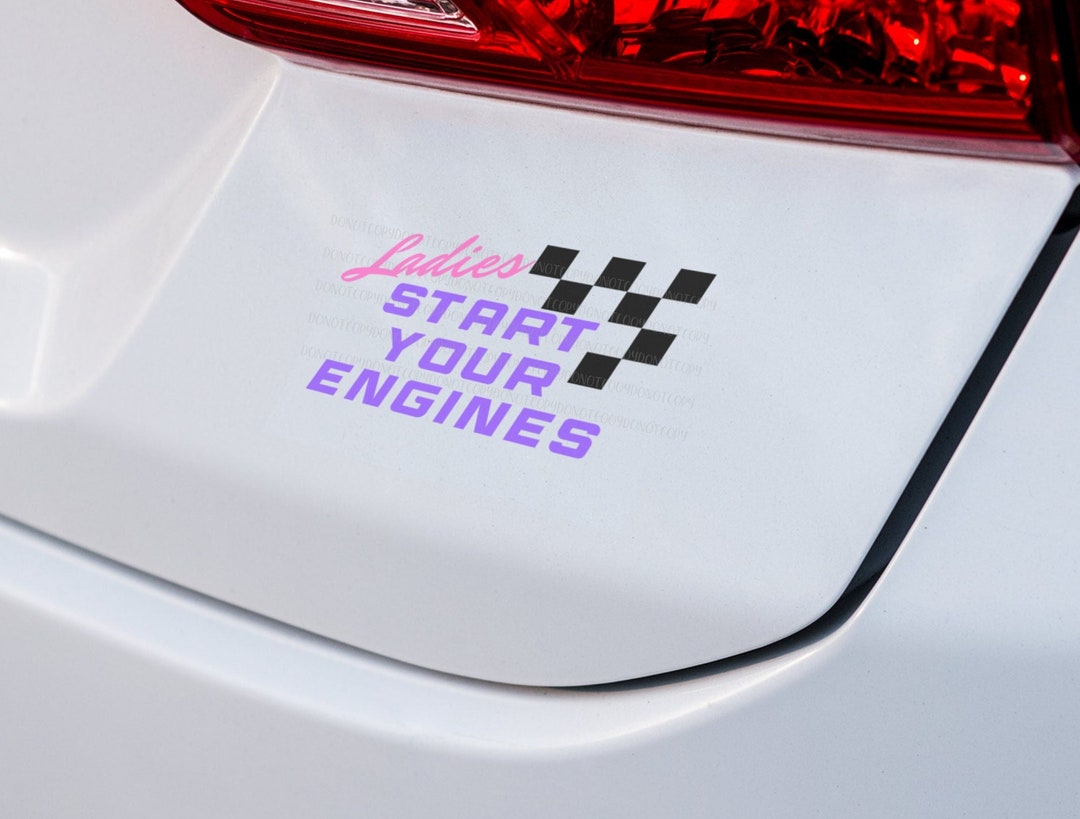 Ladies Start Your Engines Car Decal: Pink Purple Black Female Racing ...