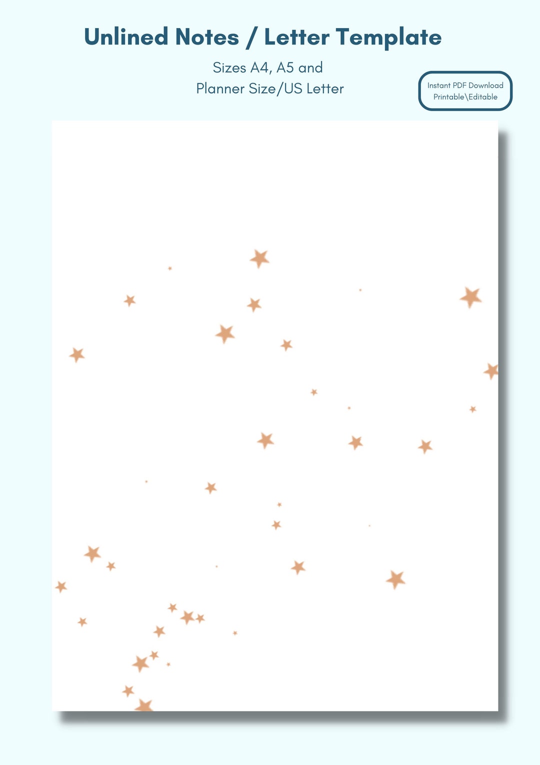 Gold Stars Unlined Letter Template Printable Starry Writing Paper ...