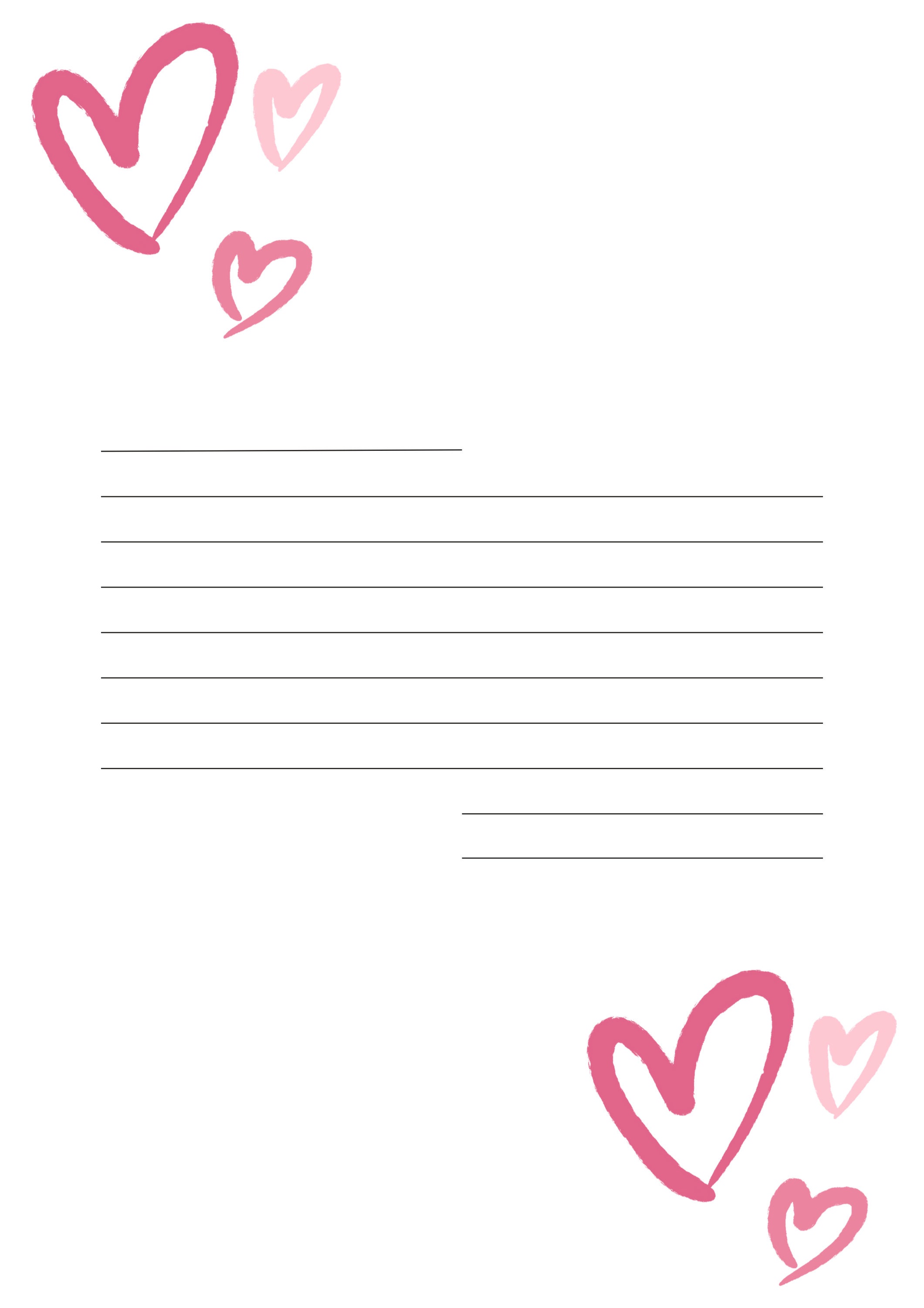 Valentine Love Note Digital Notepaper Letter Writing Template ...