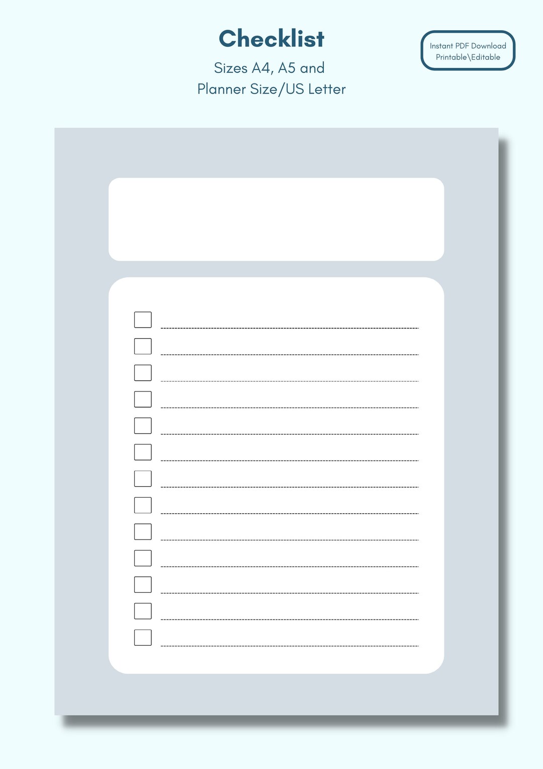 Blue Checklist Template Printable Stationery Digital Download ...