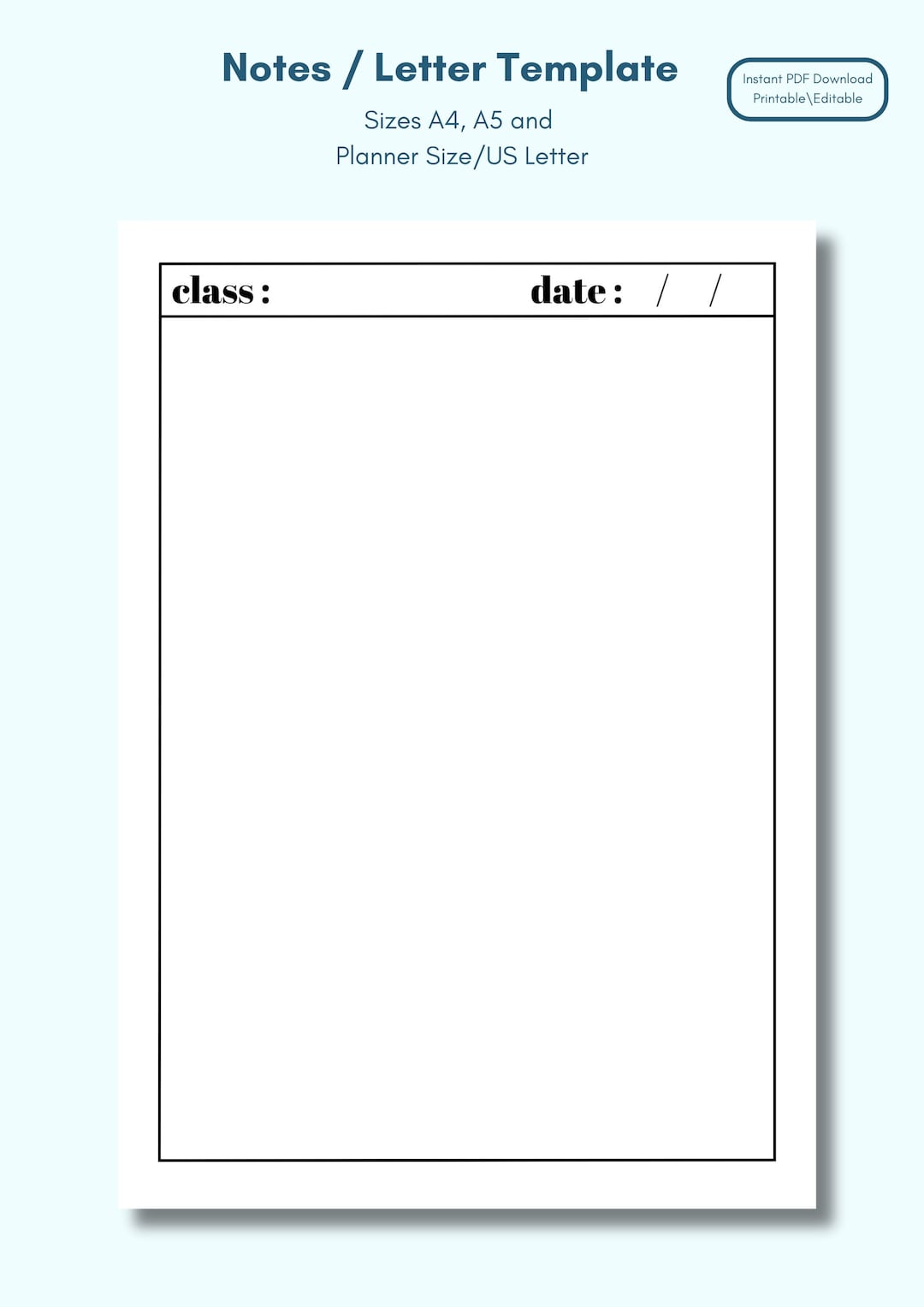 Digital Notepaper With Title and Date Lecture Notes Printable List ...
