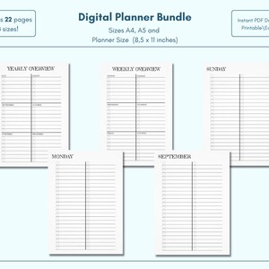 22 Page Digital Planner Bundle With Hearts Downloadable Editable ...
