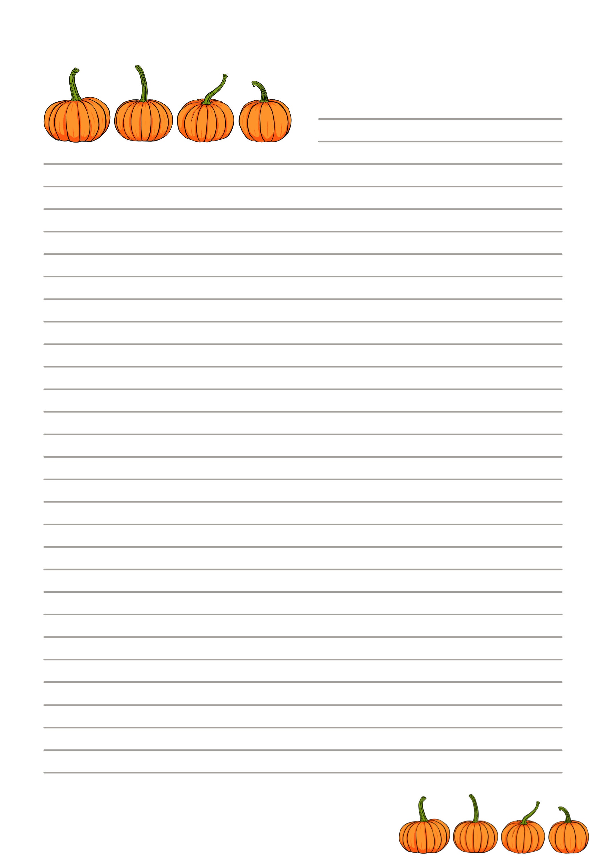 Pumpkin Lined Letter Template Printable Digital Download - Etsy