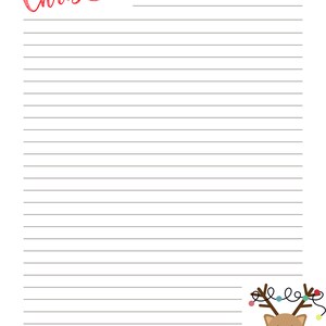 Reindeer Merry Christmas Lined Letter Template Printable Digital ...