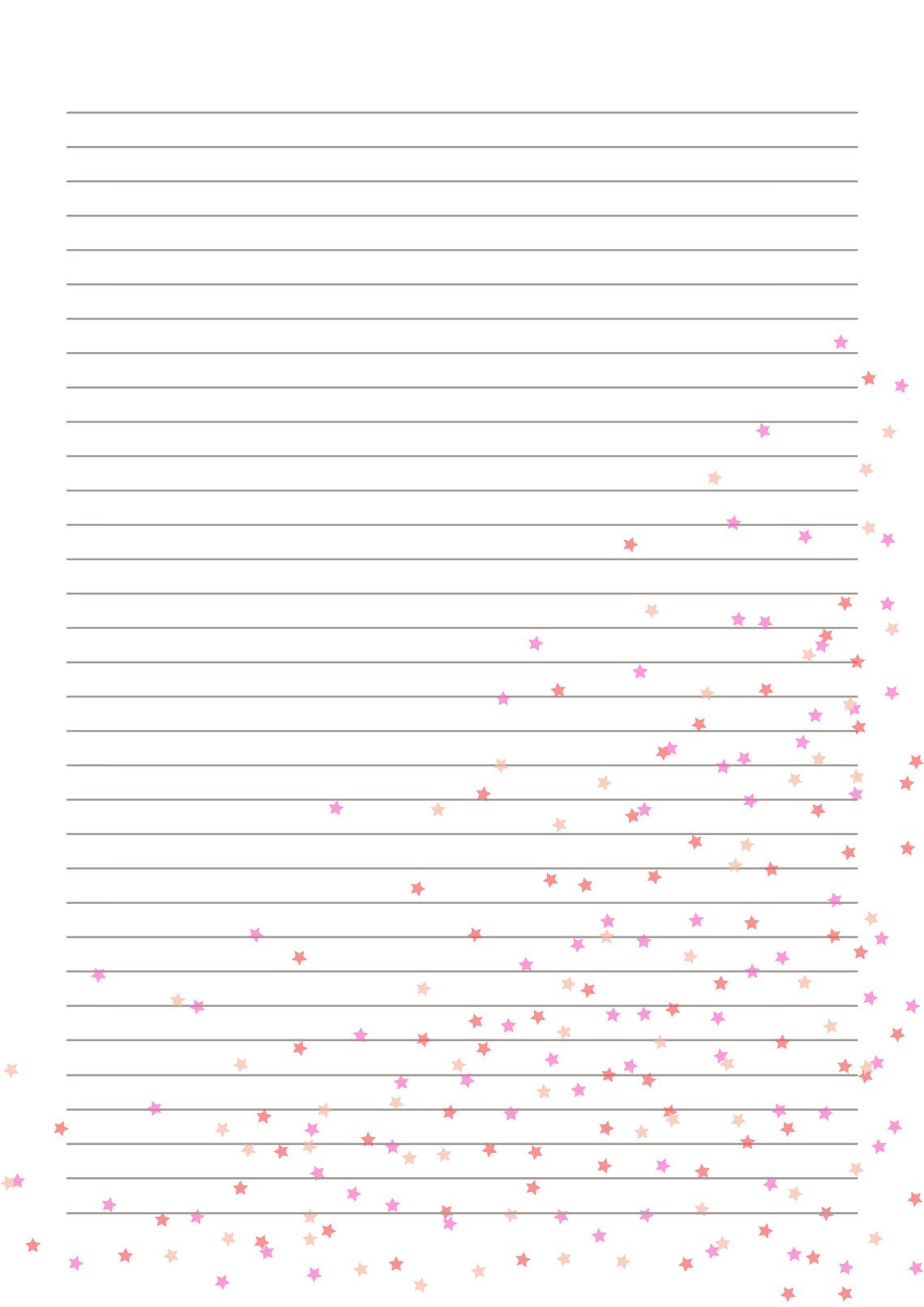 Pink Stars Lined Letter Template Printable Digital Download Stationery ...