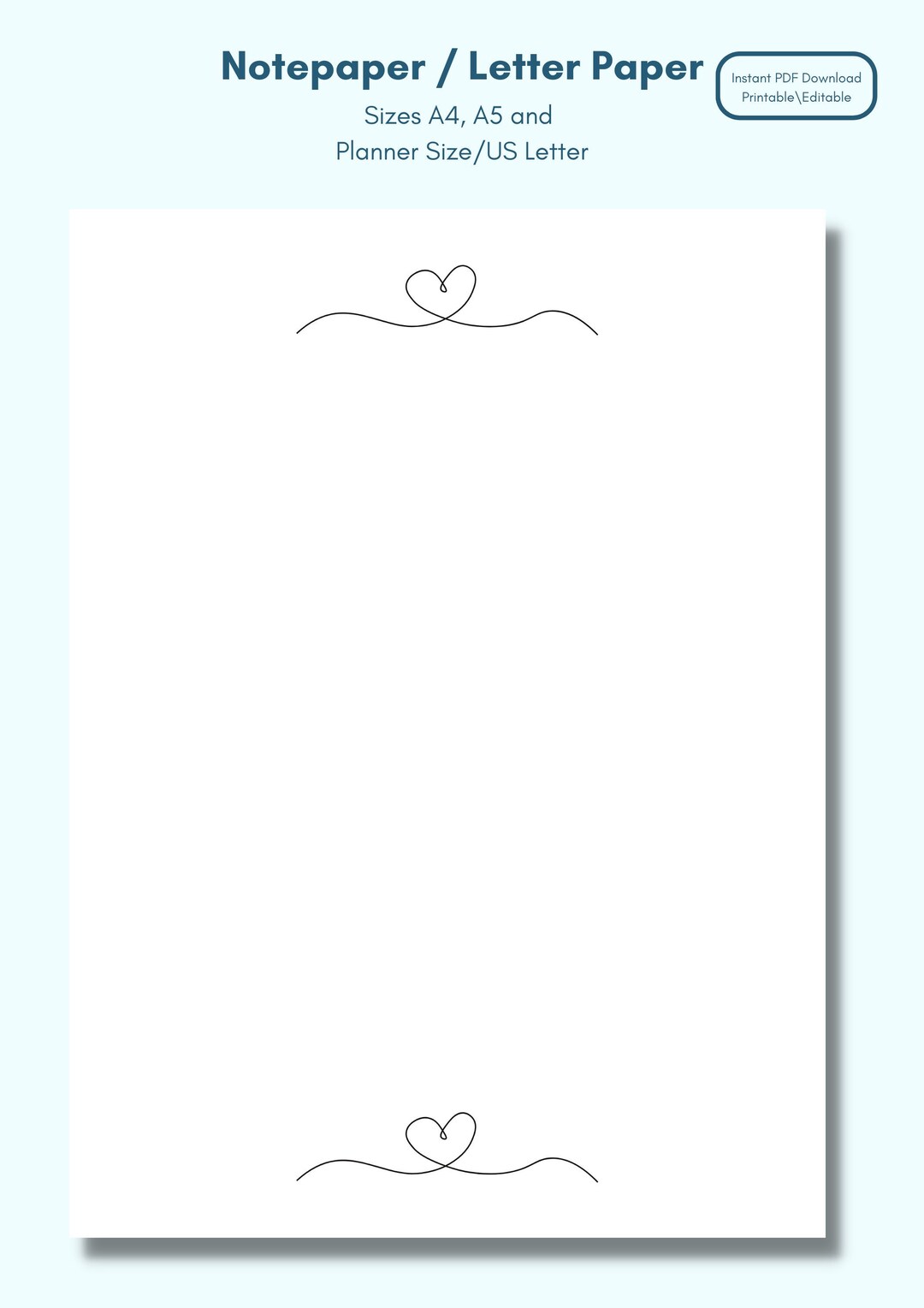 Digital Note Paper Letter Writing Template Downloadable Stationery ...