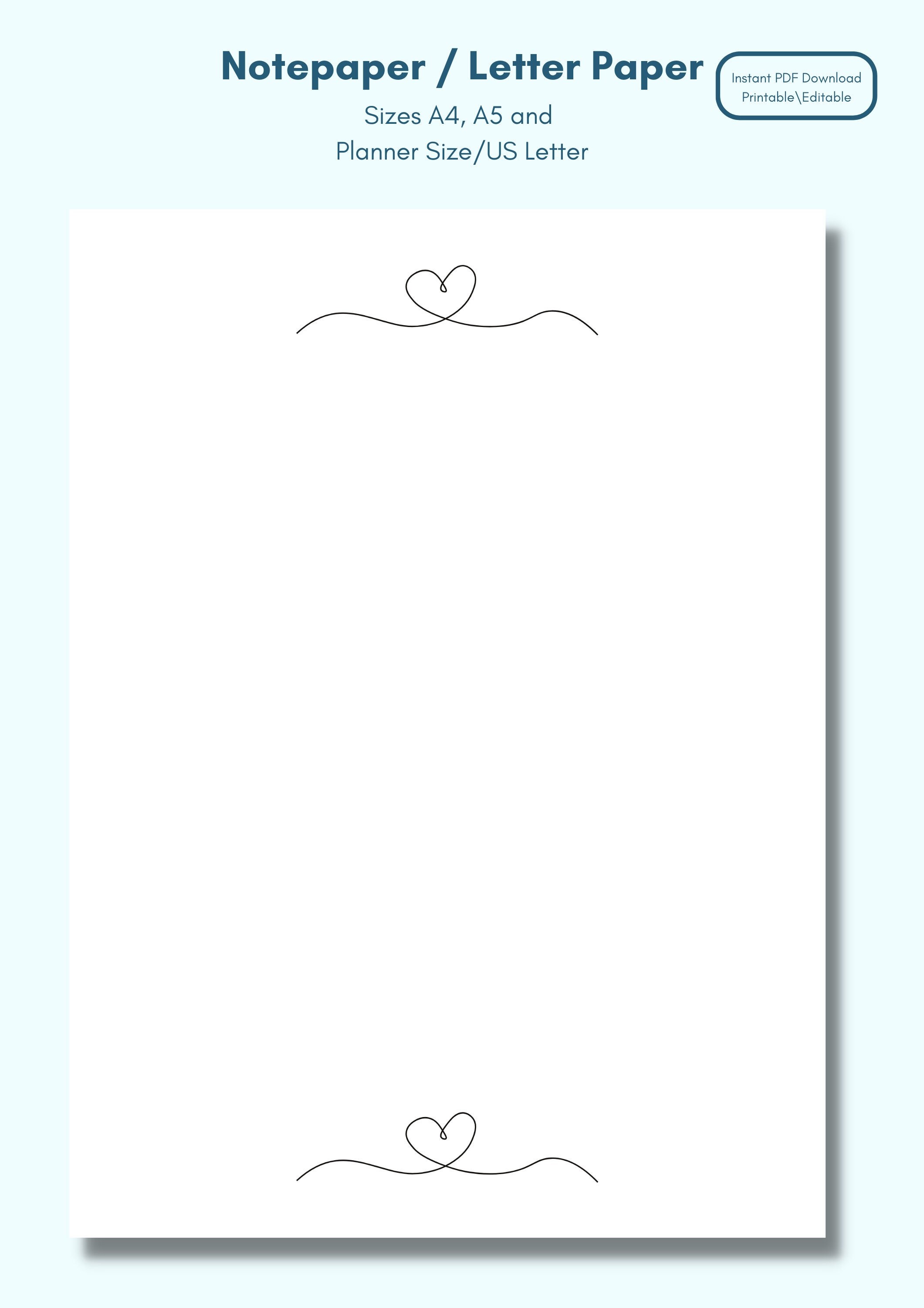 Digital Note Paper Letter Writing Template Downloadable Stationery ...