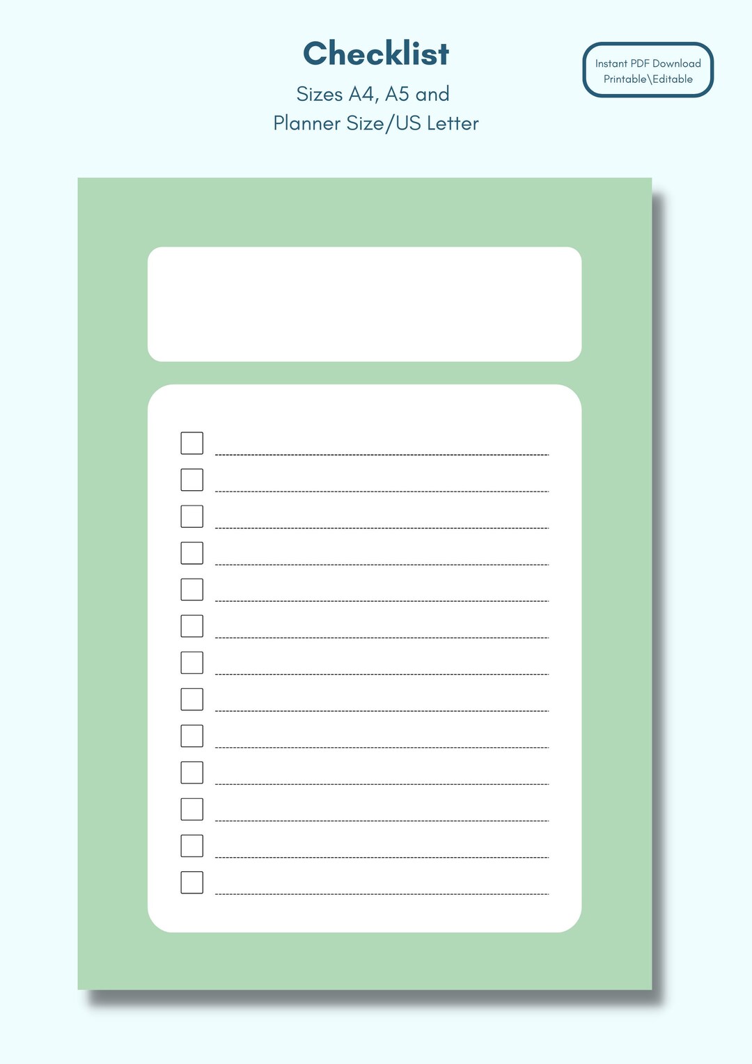 Green Checklist Template Printable Stationery Digital Download ...