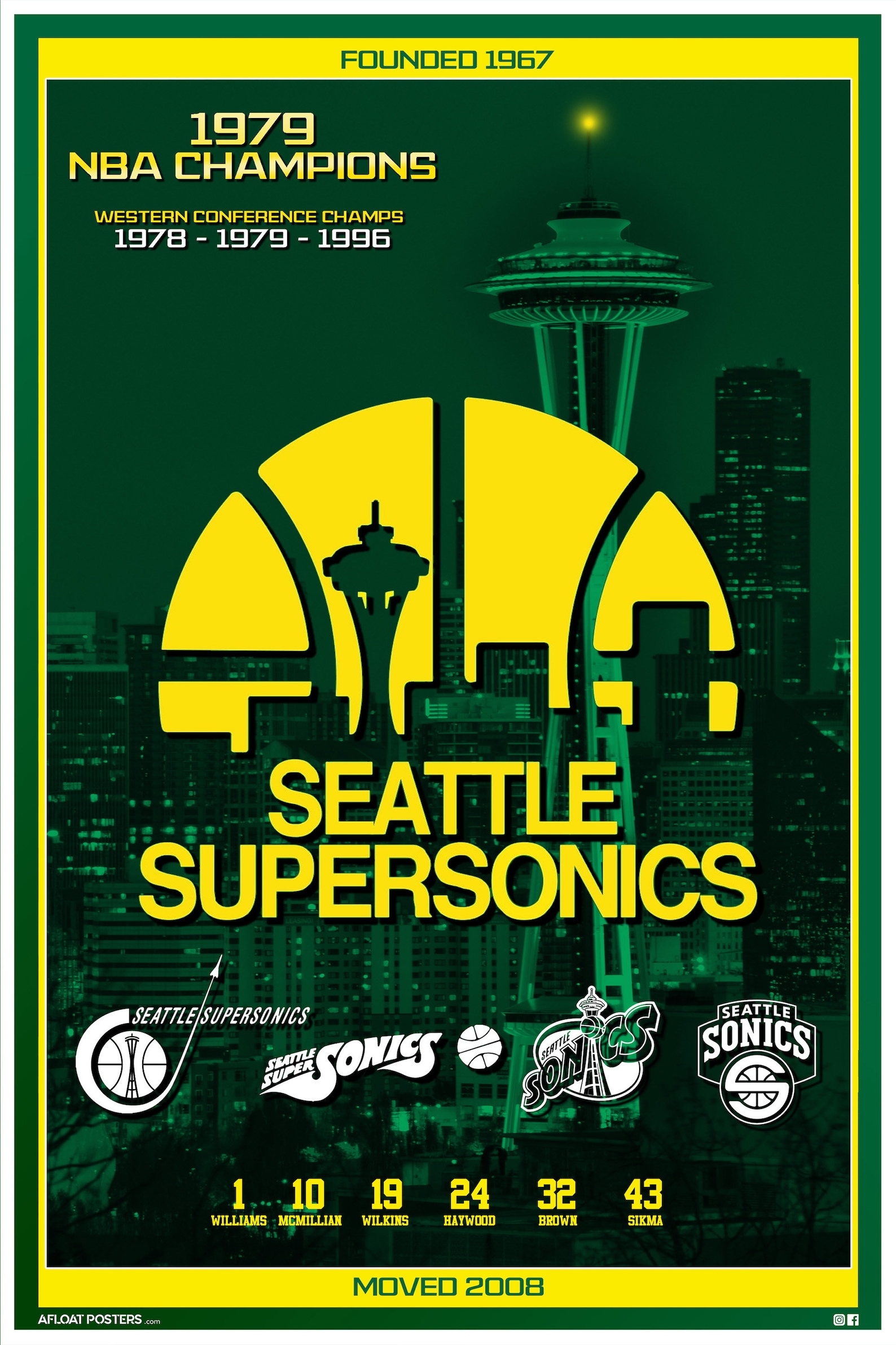 Seattle Supersonics Jumbo 24x36 Poster - Etsy