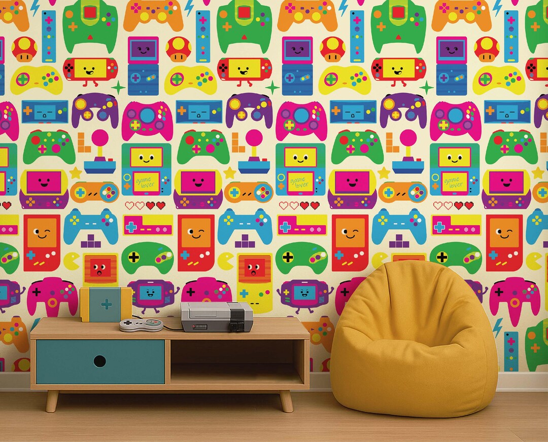 Game Wallpaper Joystick Wall Decal Colorful Joystick Wall Sticker PS ...