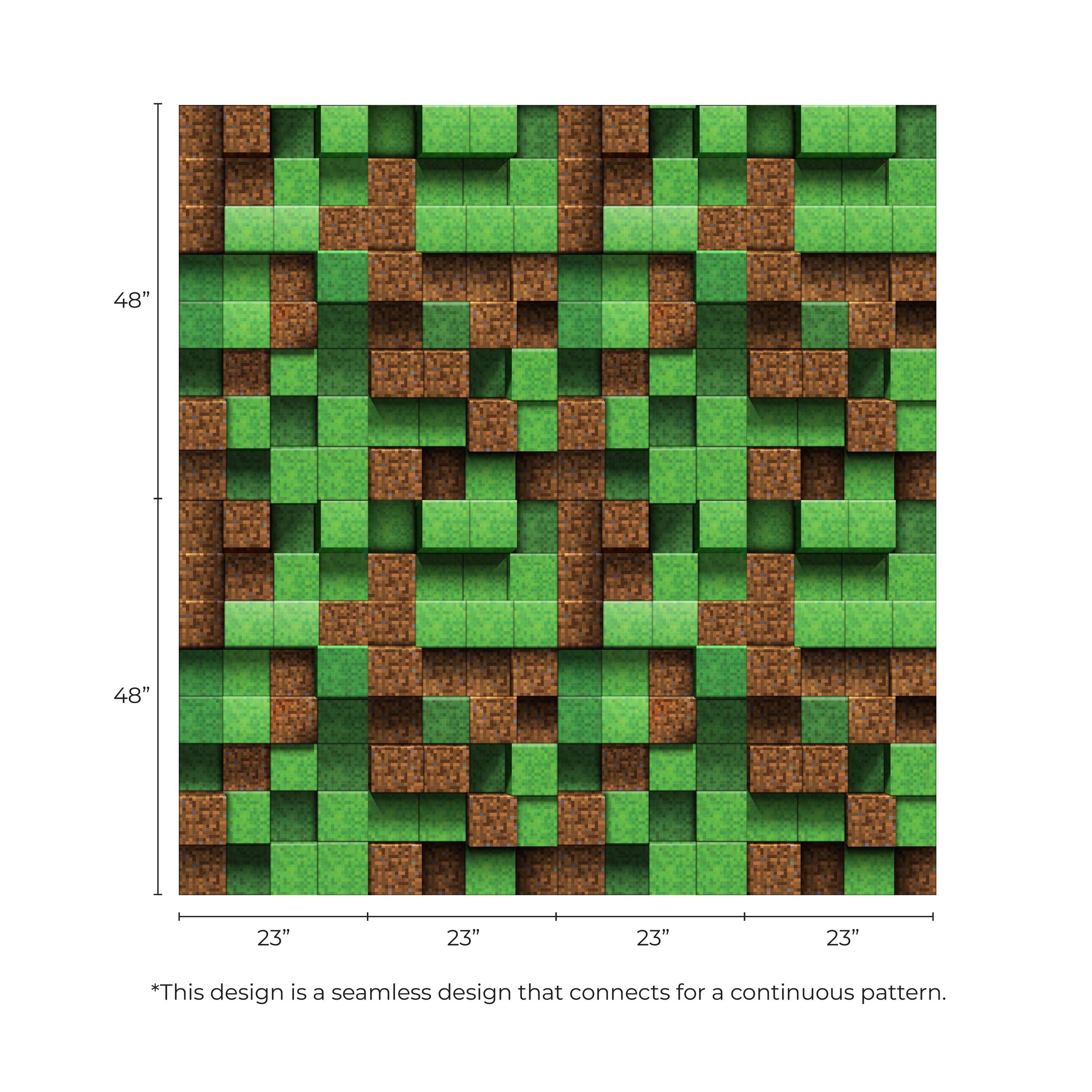 Minecraft Wallpaper Grass Block Wall Sticker Pixel Block Wall Art ...